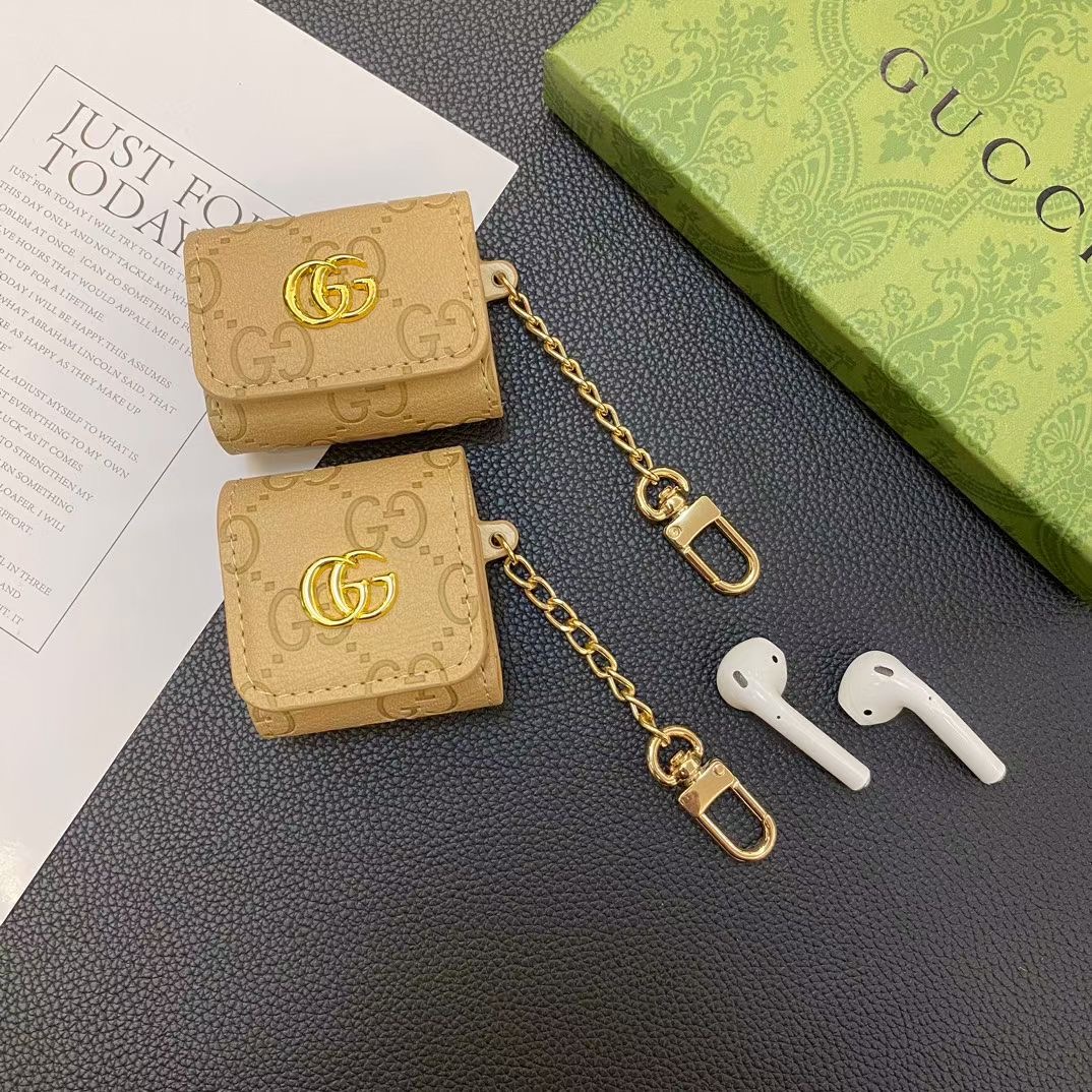Gucci-GG AirPods 4 Pro 2 3 Leather Case With Chain Holder Louis Vuitton ...