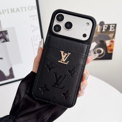 Louis-Vuitton iPhone 17 Pro Max Leather Case with Card Holder Wallet ...