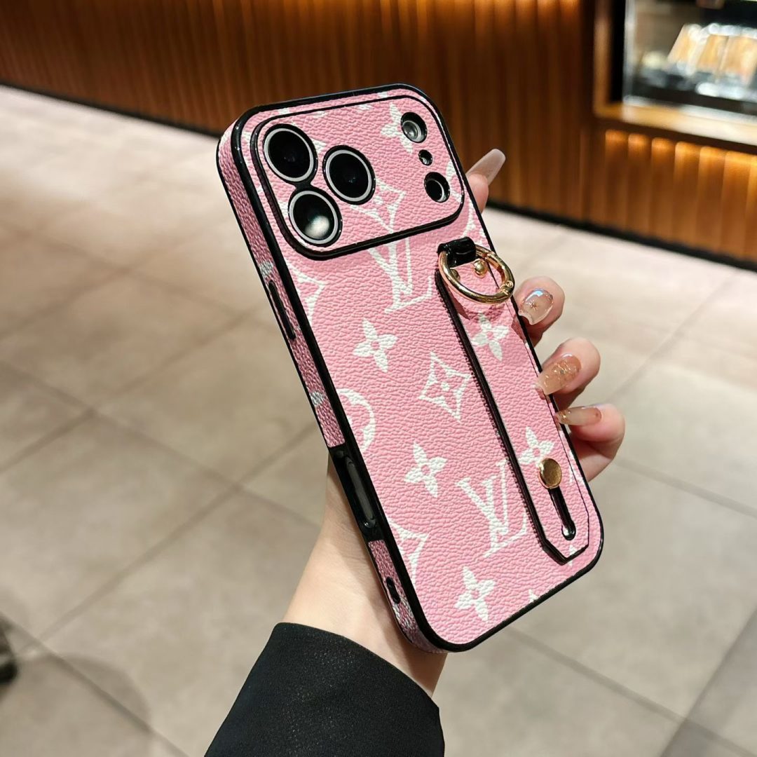 Pink Louis-Vuitton iPhone 17 16 Pro Max LV Leather Case With Handle for ...